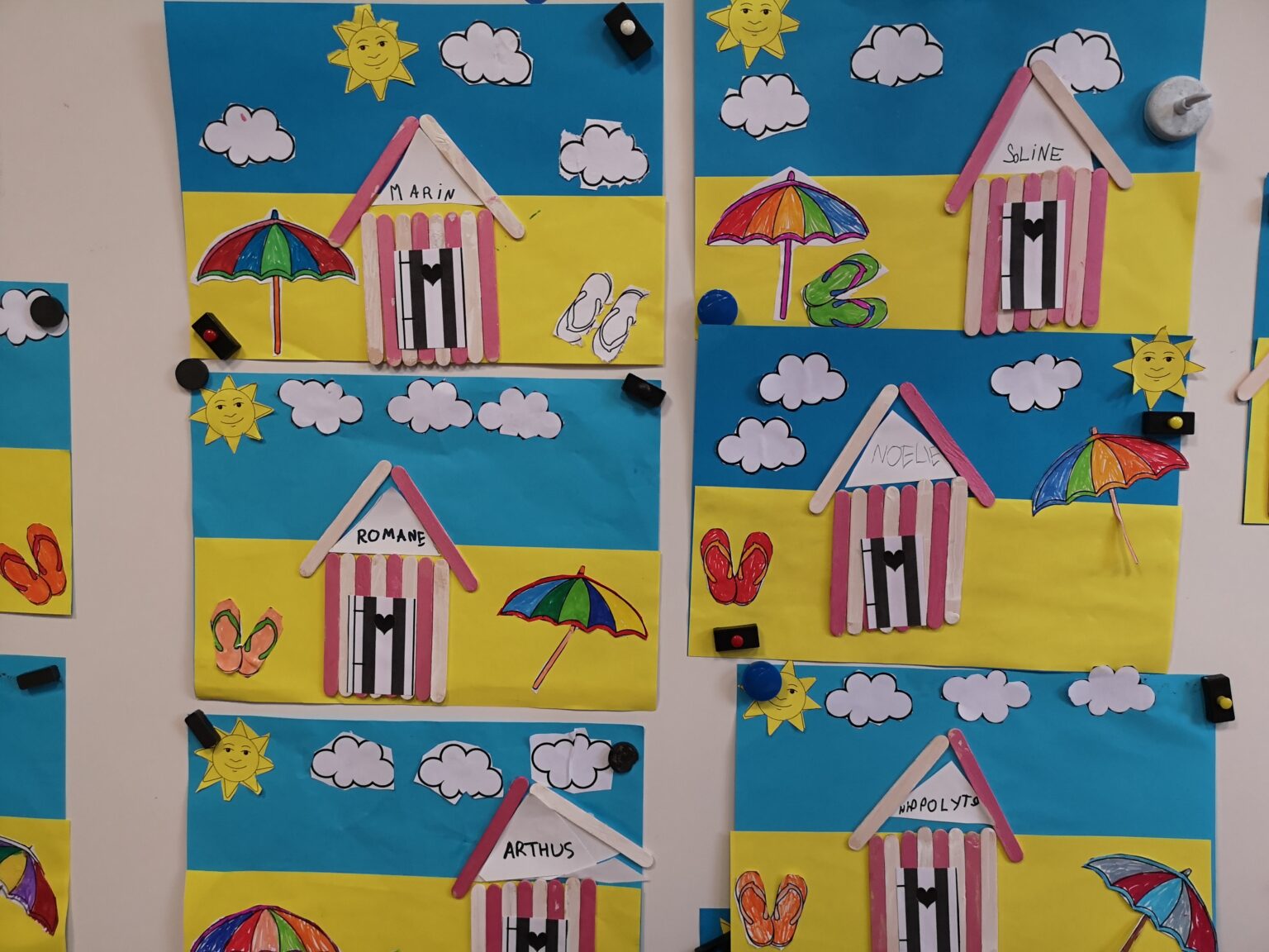 Arts visuels cycle 2 cabines de plage paysage d’été – Monsieur Mathieu